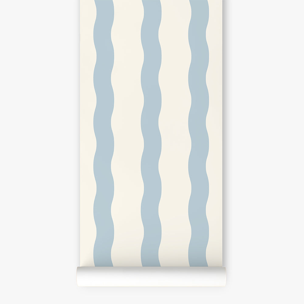 Little Otja® Wiggle Lines Wallpaper, Blue | Little Otja